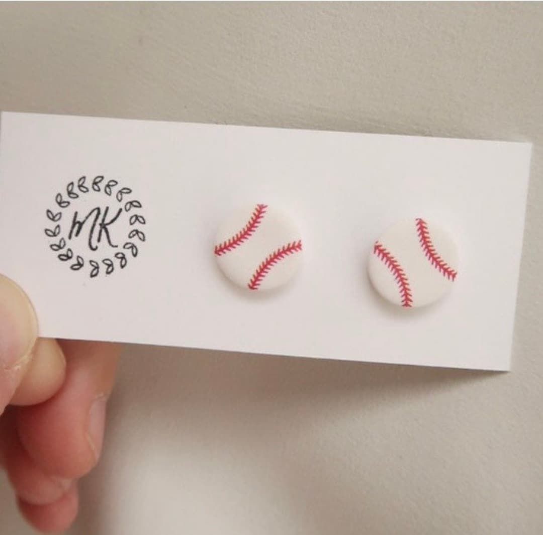 Baseball Stud Earrings Clay Baseball Earrings Baseball Earrings Sports ...