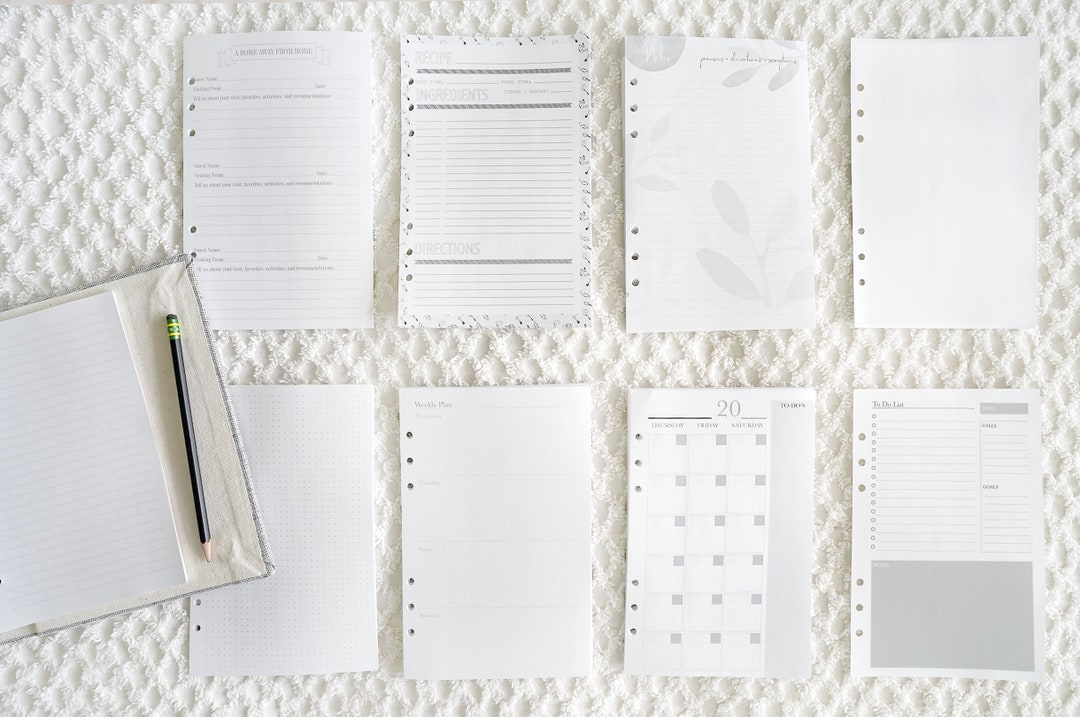 A5 Refill Page Inserts or Half Size Mini Ring Binder Page Inserts - Etsy
