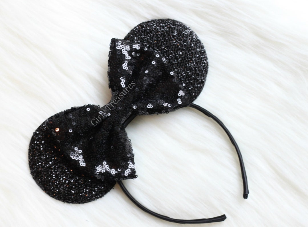 Black Bow Mouse Ears Headband. Girl Mouse Ears Headband. Women - Etsy
