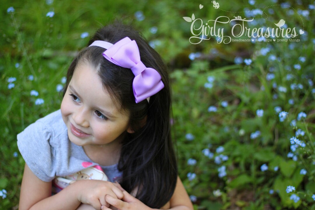 Large Lavender Bow Headband. Girls Lavender Headband. Baby Lavender Bow ...