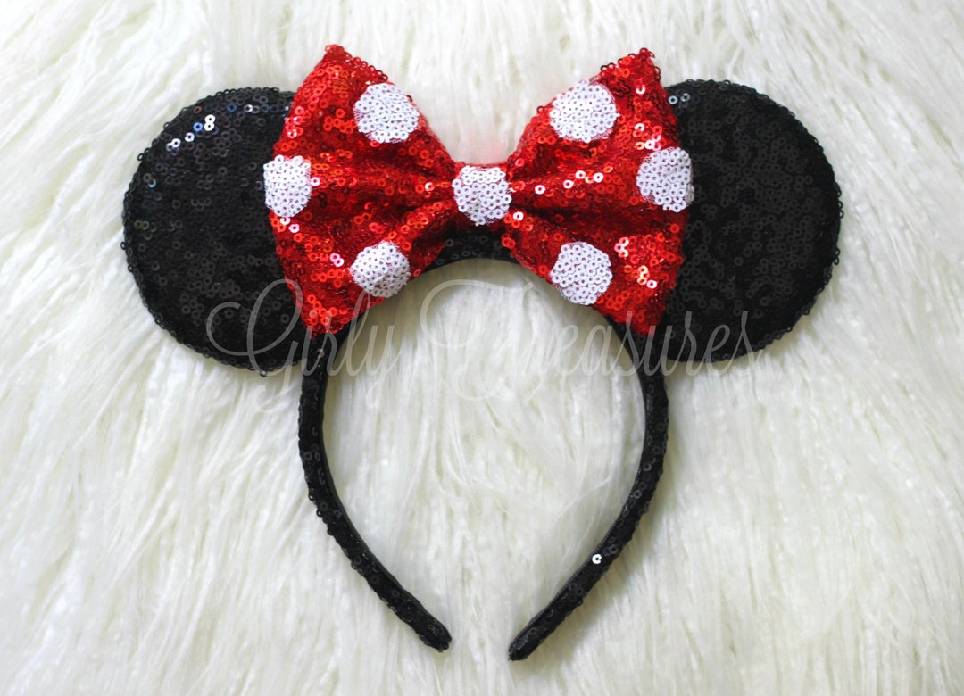 Classic Polka Dot Minnie Ears Headbands. Red Mouse Ears. All Over ...