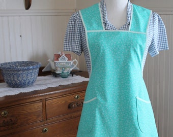 Brown Calico Vintage Style Apron ready to Ship | Etsy