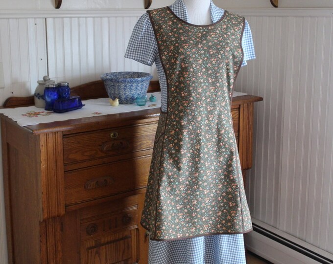 Brown Calico Vintage Inspired Apron - Ready to Ship- No Ties Criss ...
