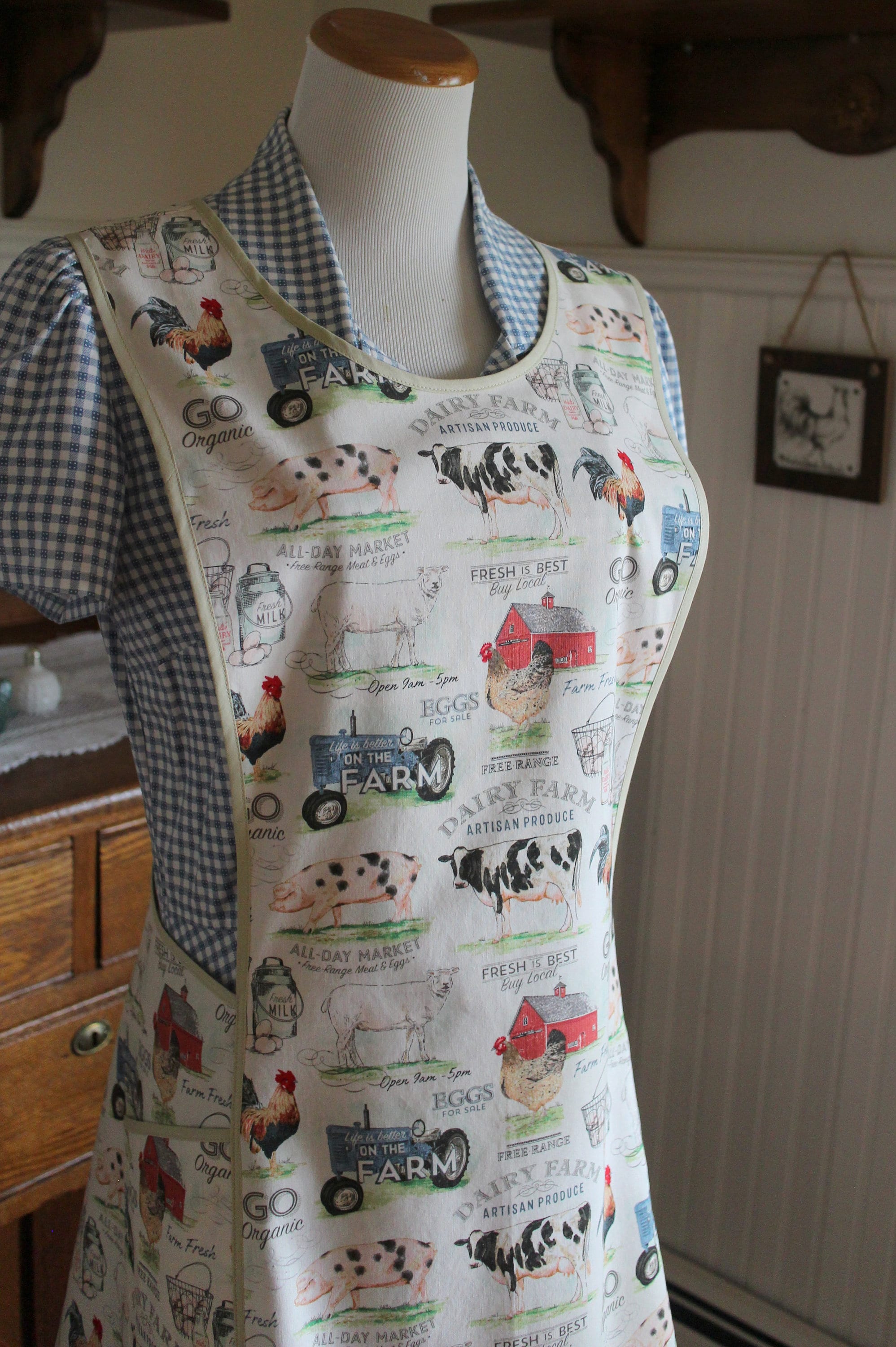 Farm Apron, Vintage Inspired, No Ties, Criss-cross Back, Medium Large ...