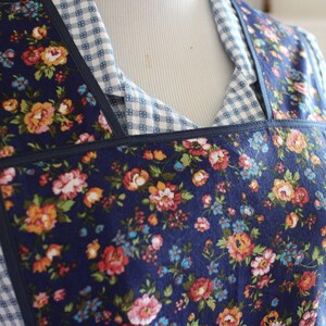 Navy Rose Calico Vintage Style Apron -ready to Ship - Etsy