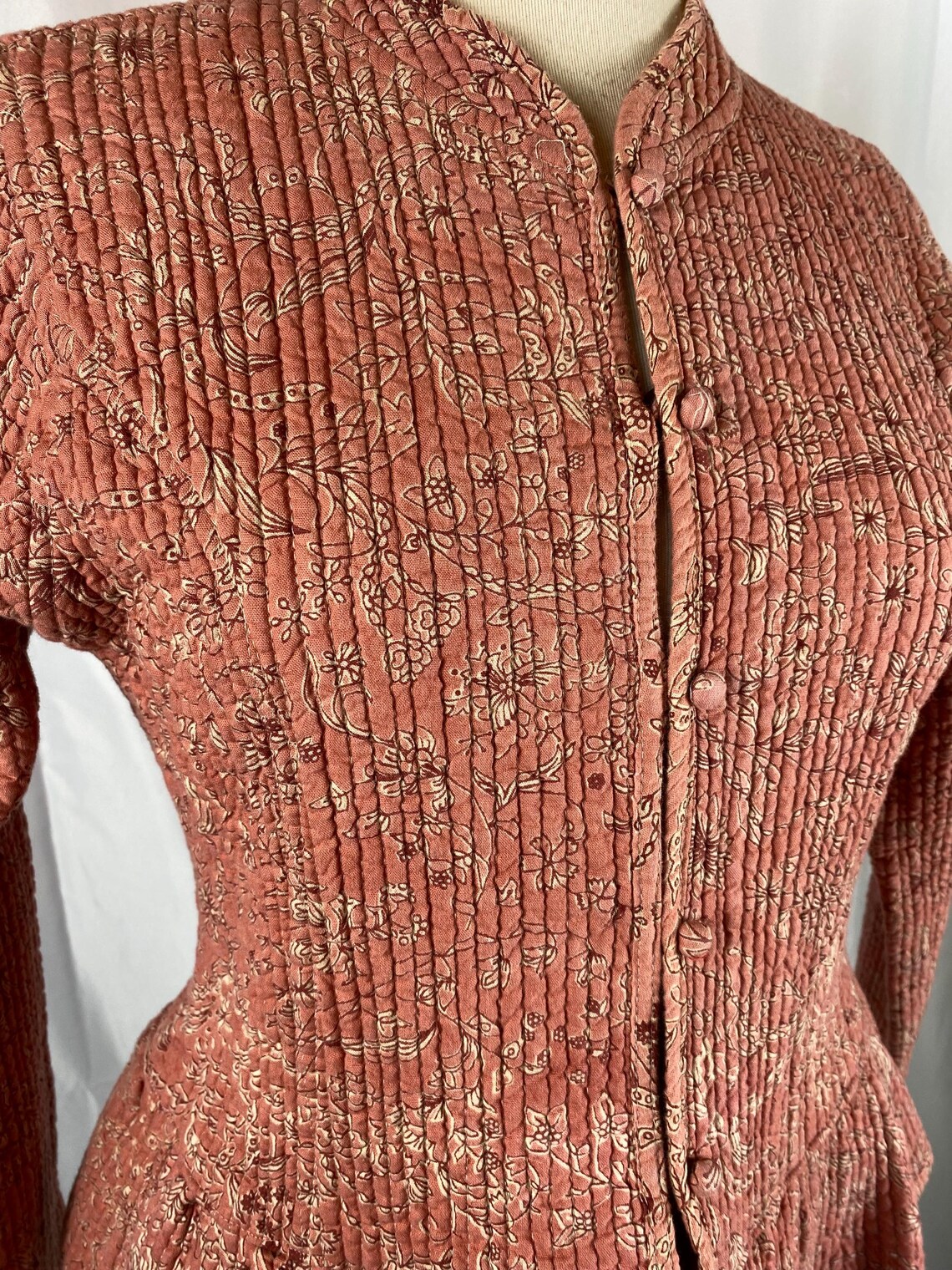 Vintage Quilted Cotton French Block Print Bohemian Jacket Small Medium ...