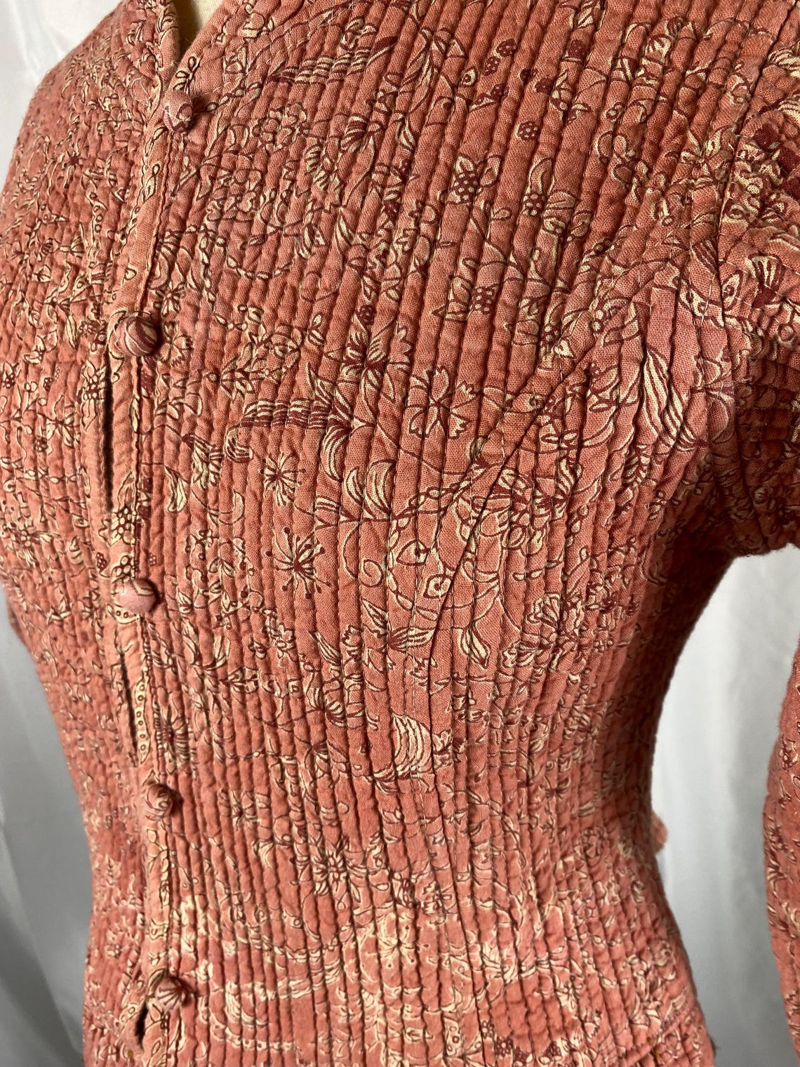 Vintage Quilted Cotton French Block Print Bohemian Jacket Small Medium ...