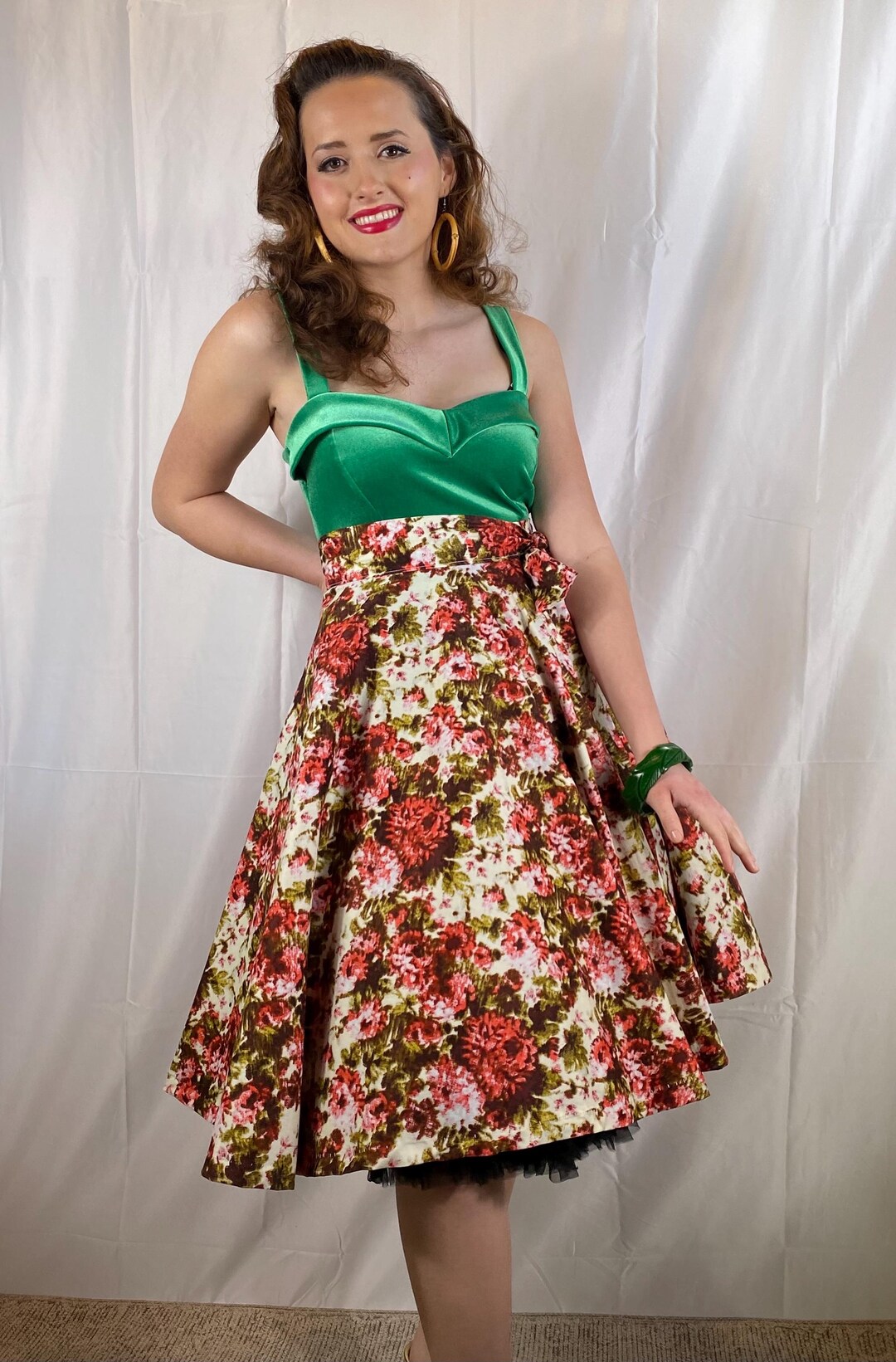 Loreleis Vintage 1950s Style Full Circle Floral Skirt, S - Etsy