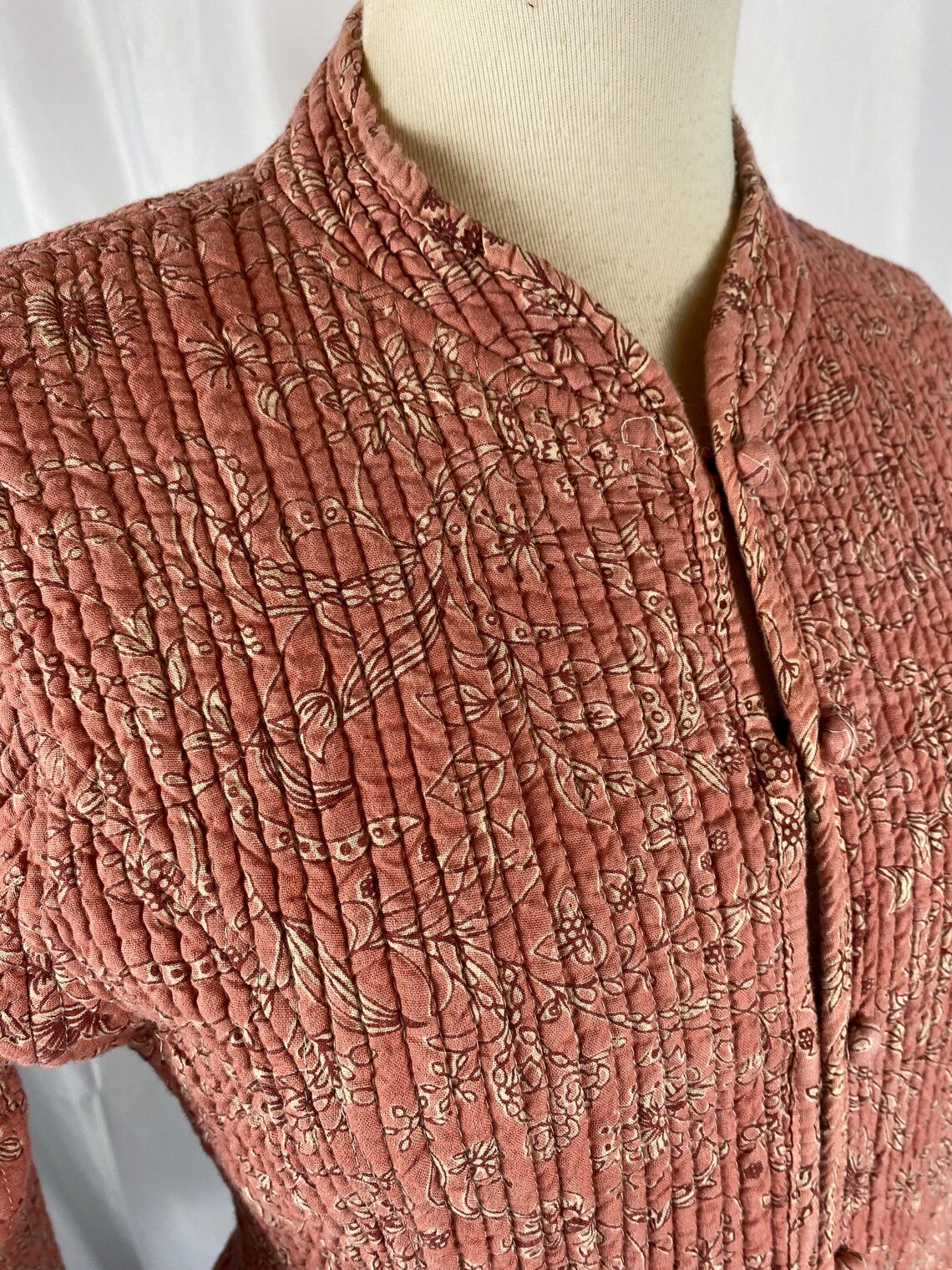 Vintage Quilted Cotton French Block Print Bohemian Jacket Small Medium ...