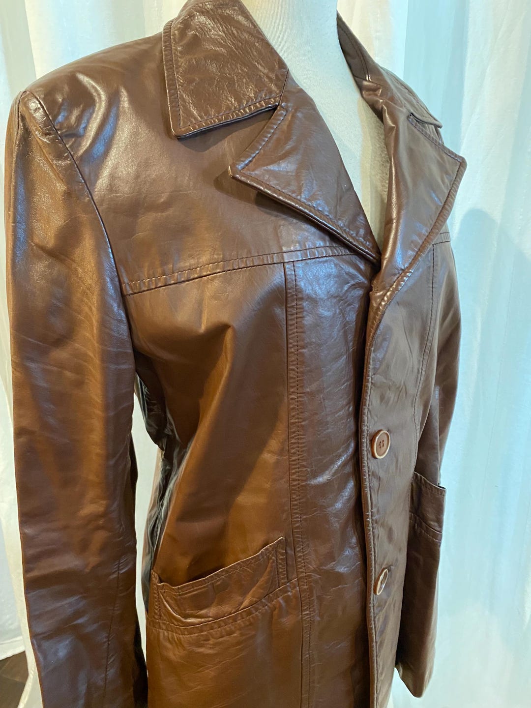 Vintage Unisex Bengal Lancer Brown Leather Classic Jacket W/lining Made ...