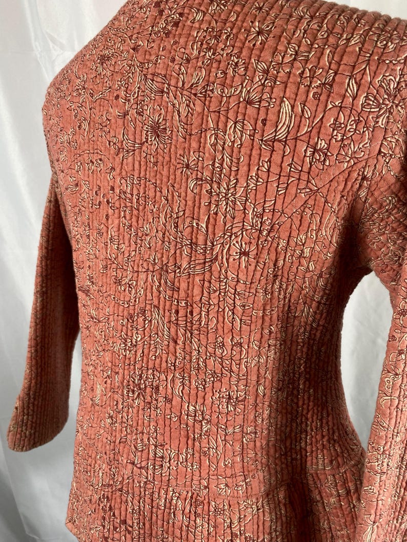 Vintage Quilted Cotton French Block Print Bohemian Jacket Small Medium ...