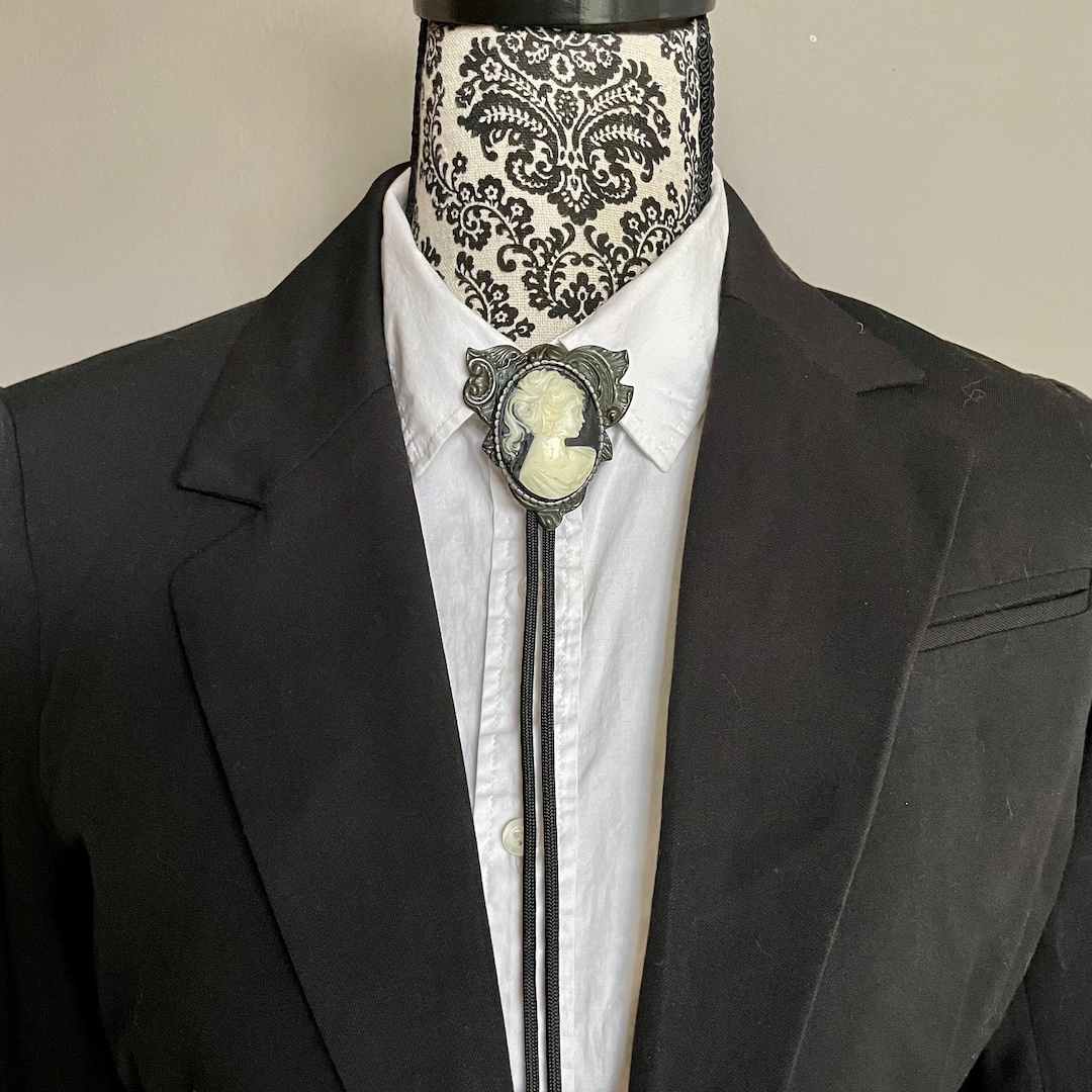 Black Cameo Bolo With Black Tie - Etsy