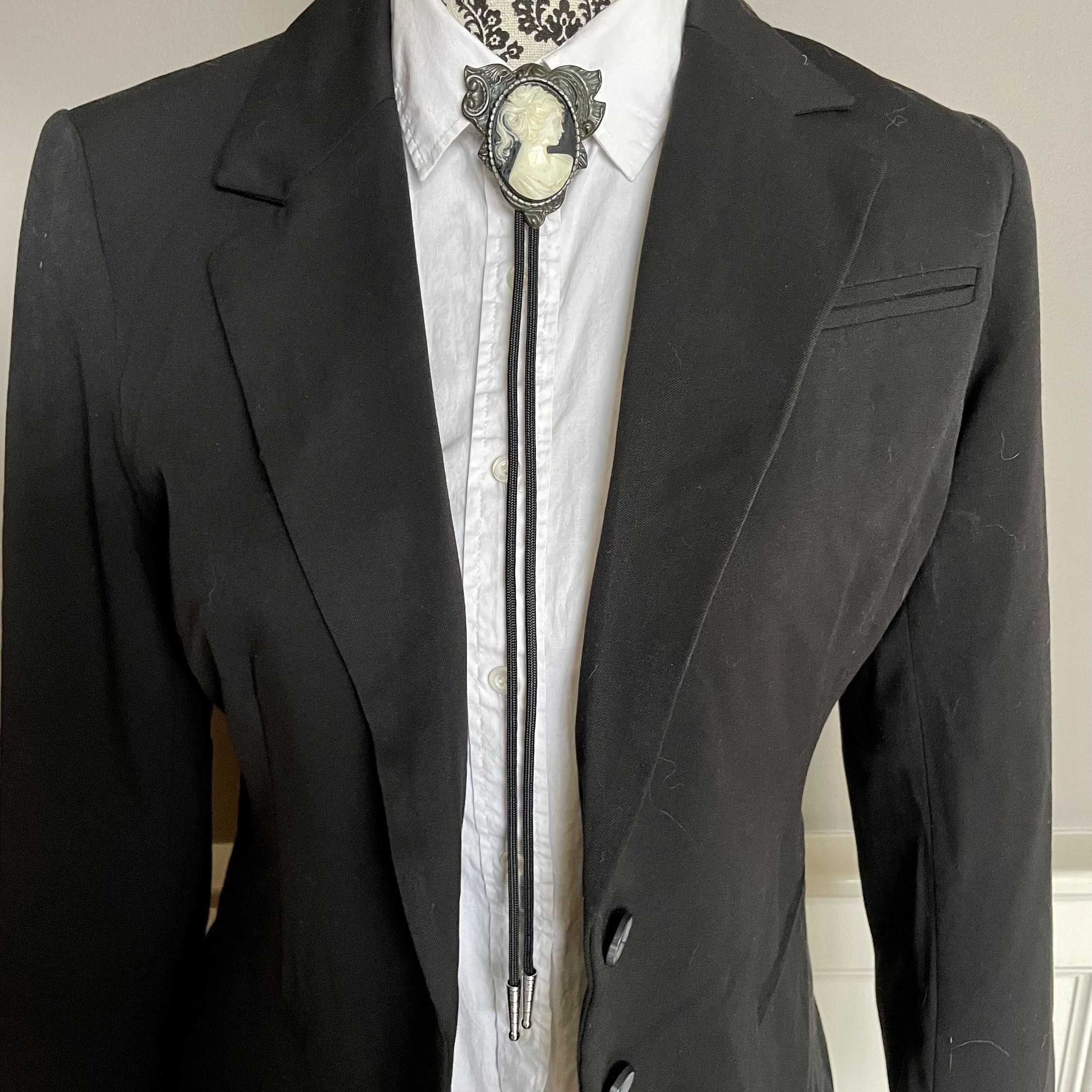 Black Cameo Bolo With Black Tie - Etsy