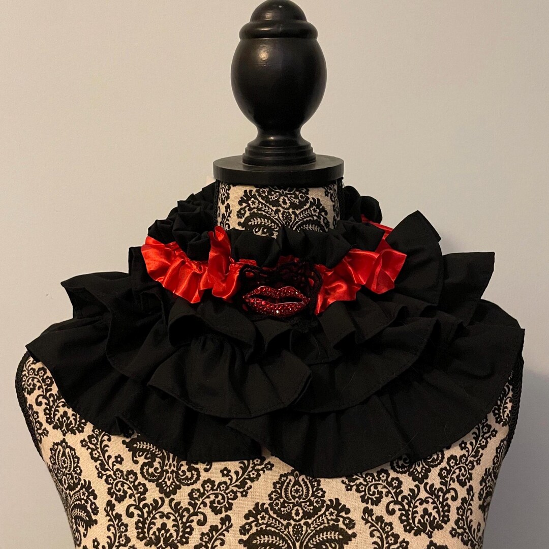 Victorian Black and Red Ruffle Collar - Etsy