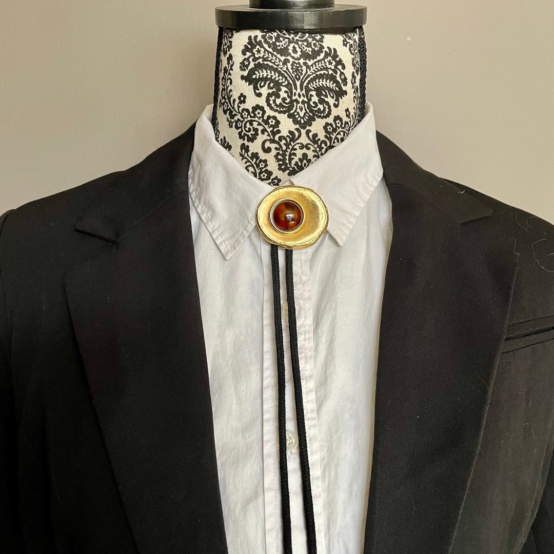 Gold and Tigers Eye Bolo With Black Tie - Etsy