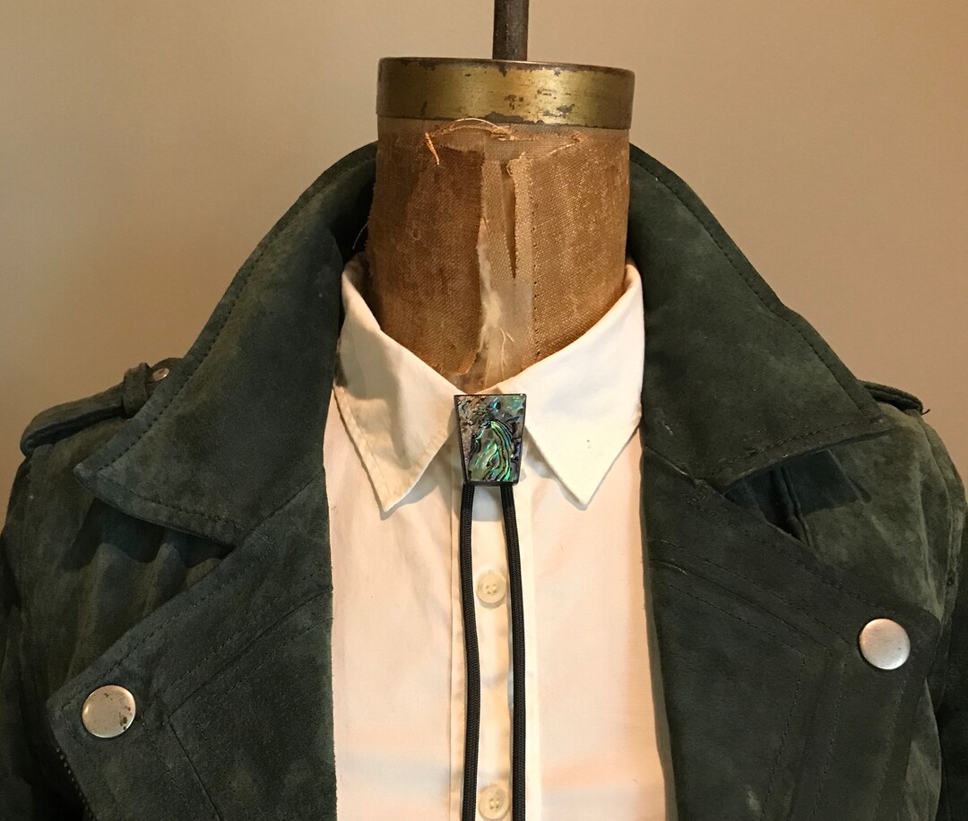 Abalone Bolo With Black Tie - Etsy