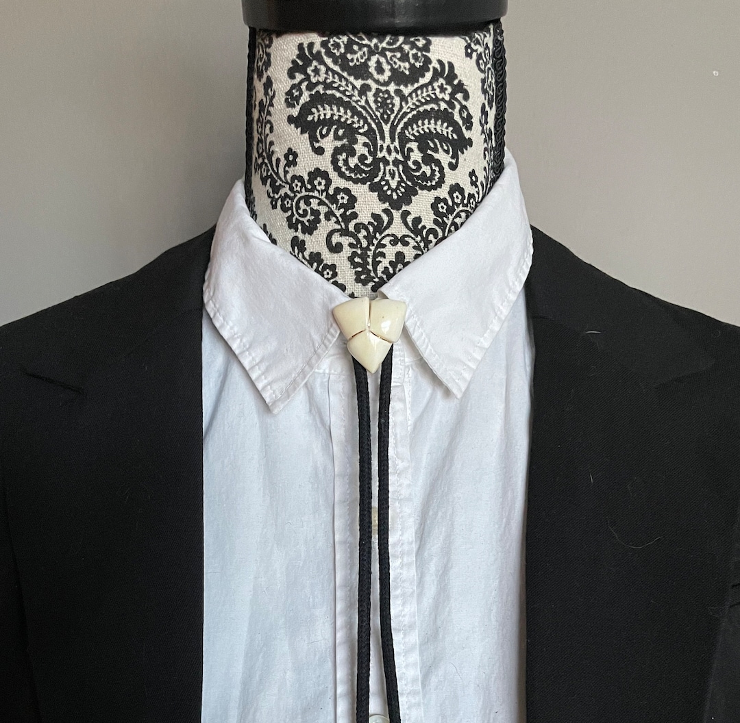 Vintage Triangle Ivory Bolo With Black Tie - Etsy