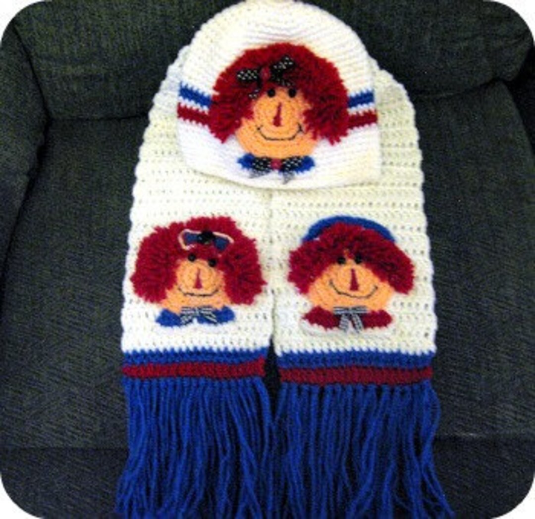 Raggedy Ann and Andy Hat and Scarf Set -crochet Pattern - Etsy