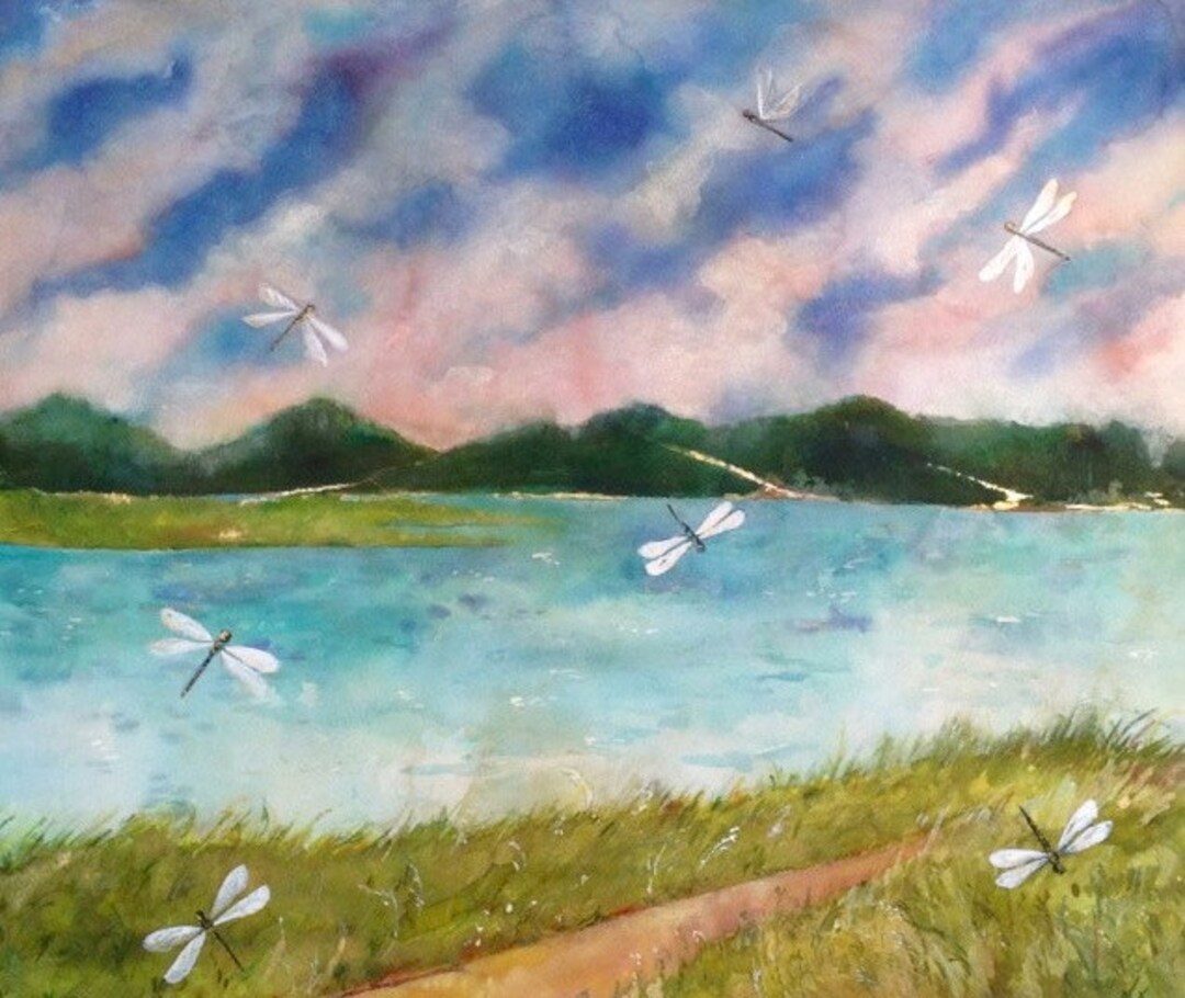 Gull Pond Dragonflies in Wellfleet MA is an Original Watercolor of Cape ...