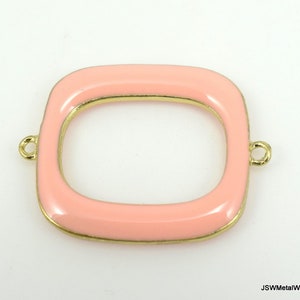 Large Pink Enamel Rectangular Link, Rectangle Gold Link Connector, 35 ...