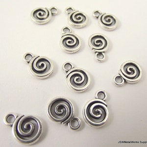 20 Pewter Swirl Charms, Small Swirl Pendants, 11 X 8 Mm Small Pewter ...