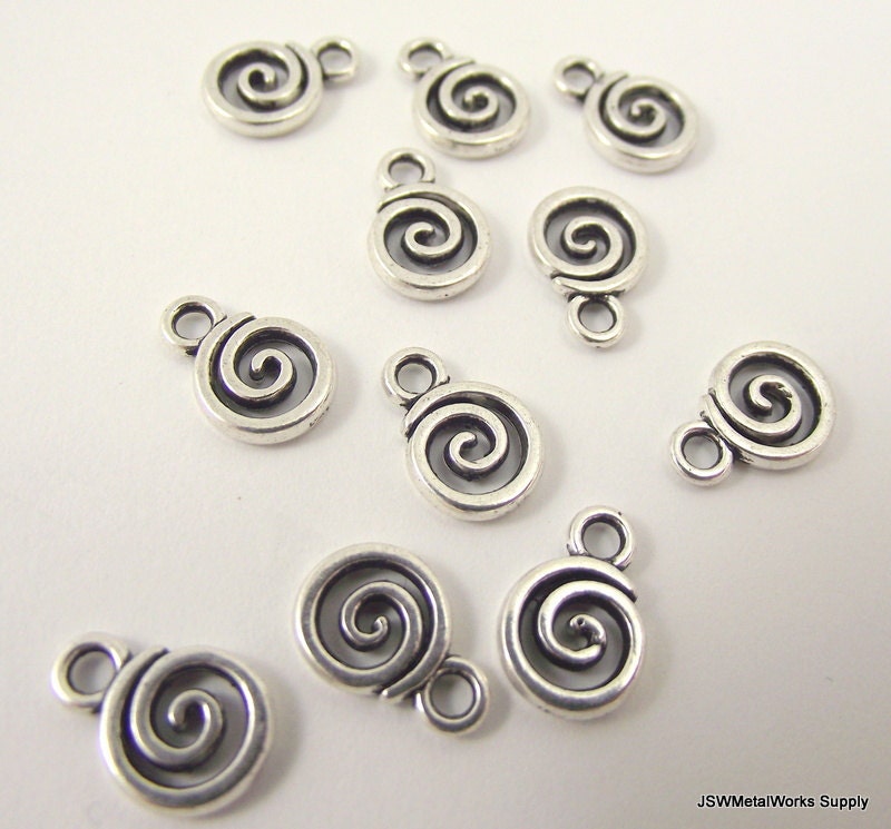 20 Pewter Swirl Charms Small Swirl Pendants 11 X 8 Mm Small | Etsy