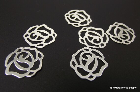 16mm Silver Flower Cut Out Charm Connector Silver Rose Charm | Etsy