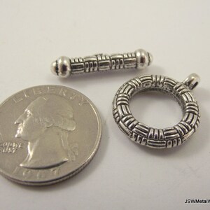 2 Basket Weave Pewter Toggle Clasps Sturdy Antiqued Silver | Etsy