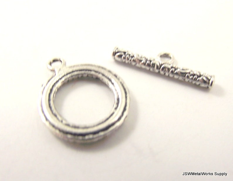 2 Decorative Antiqued Silver Pewter Toggle Clasp, Ornate Silver Toggle ...