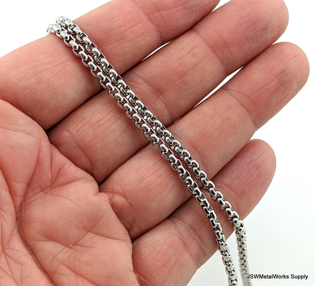 3mm Stainless Steel Round Box Chain Necklace for Jewelry Making, 18 ...
