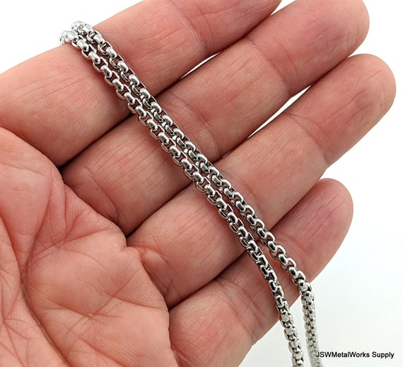 3mm Stainless Steel Round Box Chain Necklace for Jewelry | Etsy