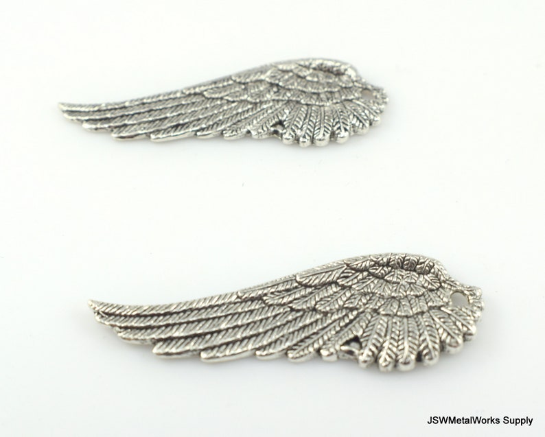 Detailed Pewter Guardian Angel Wing Pendants Antiqued Silver | Etsy