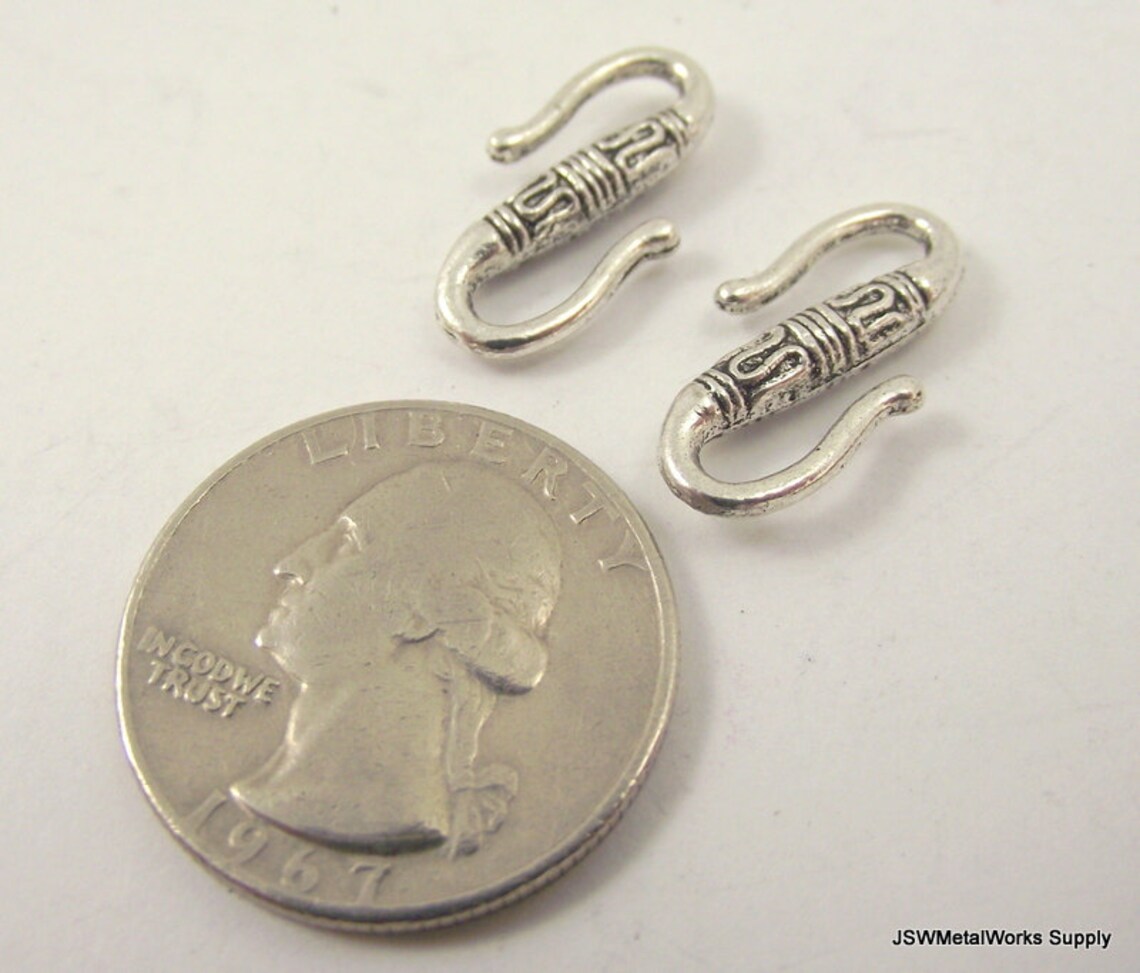 Tribal Pewter S Hook Pewter Clasps, Antiqued Silver Tribal Clasp, 22 X ...