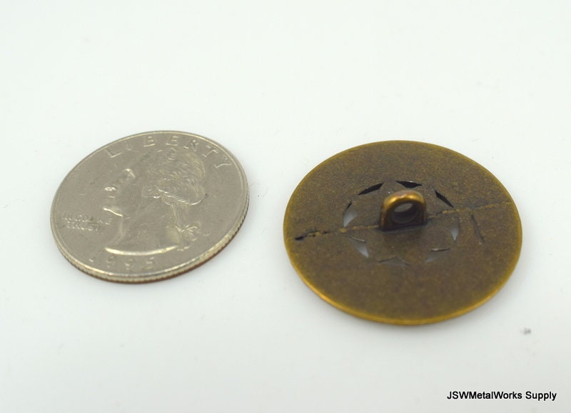 Large Abstract Antiqued Brass Button Round Brass Button - Etsy