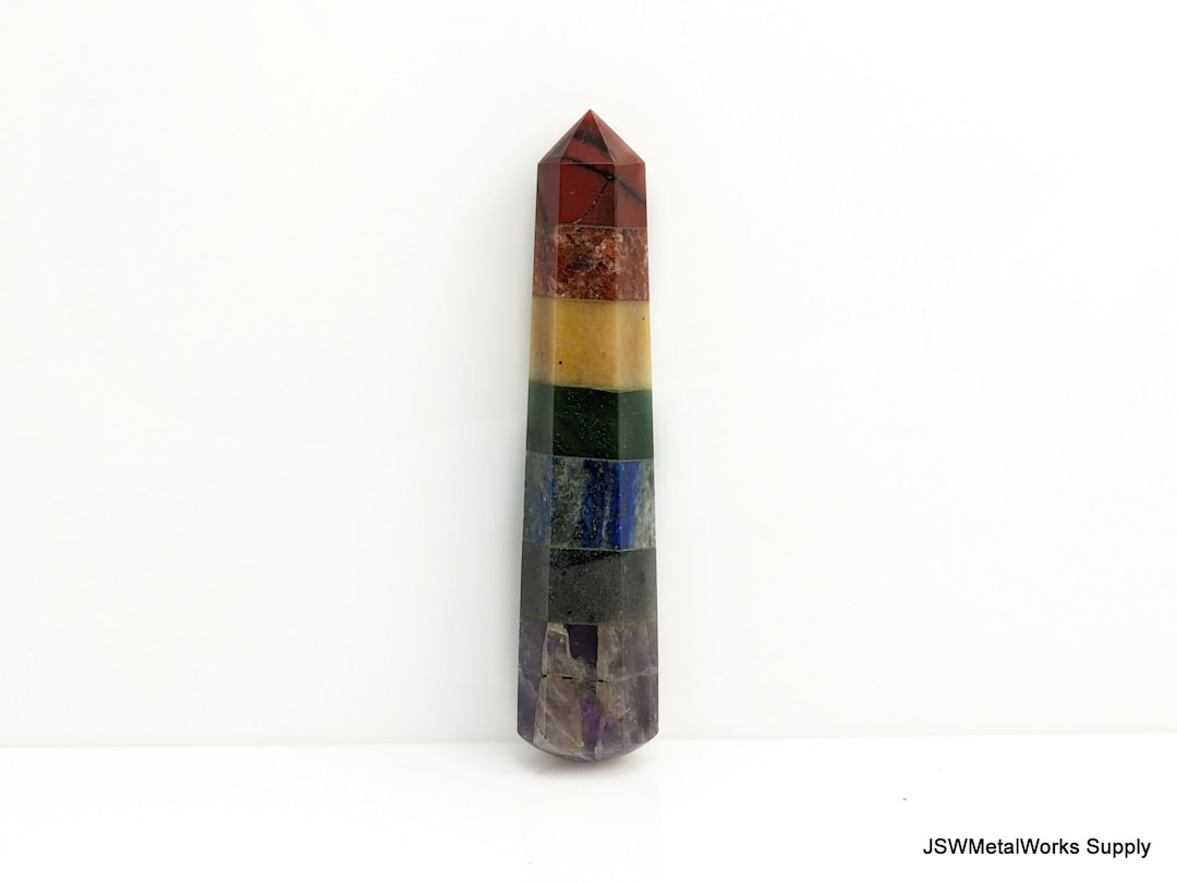 Seven Chakras Bonded Massage Wand, 7 Chakra Multi-stone Point ...