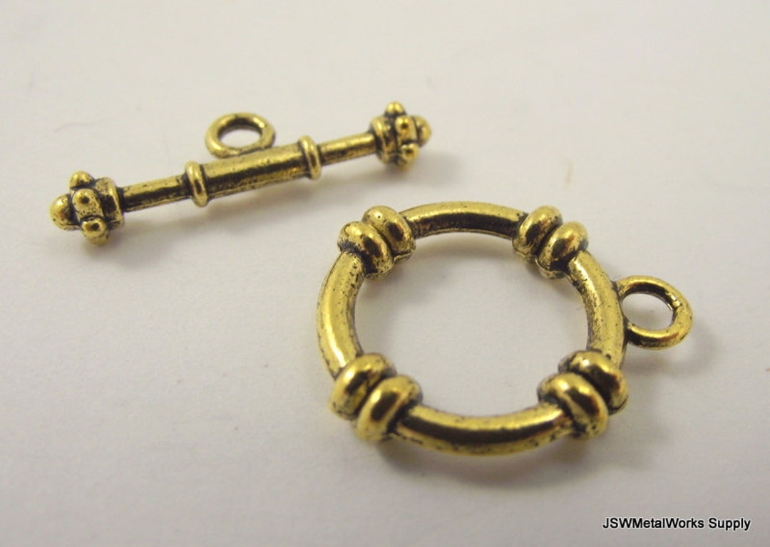 3 Gold Rope Pewter Toggle Clasp, Decorative Gold Toggle Clasp Finding ...