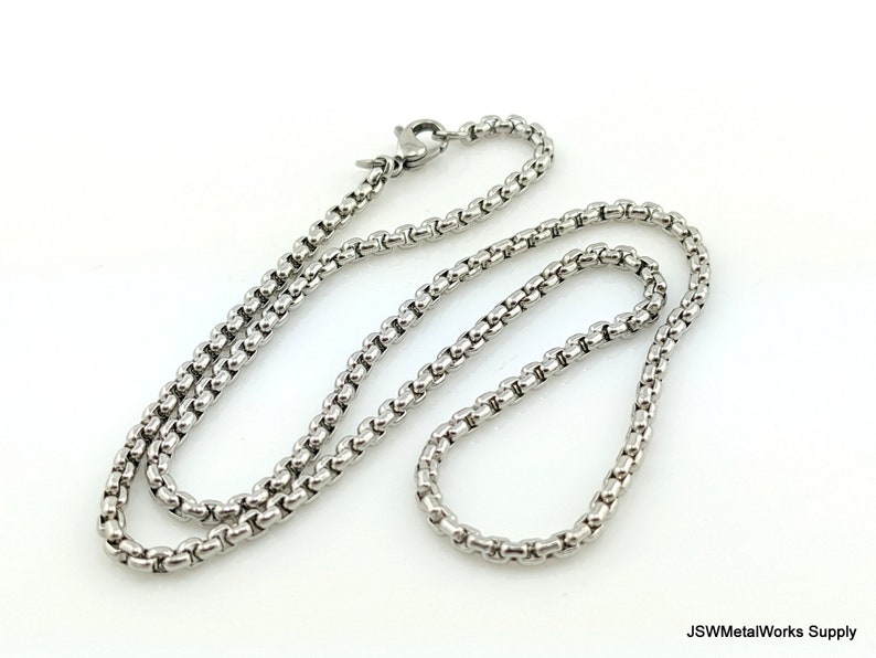 3mm Stainless Steel Round Box Chain Necklace for Jewelry | Etsy