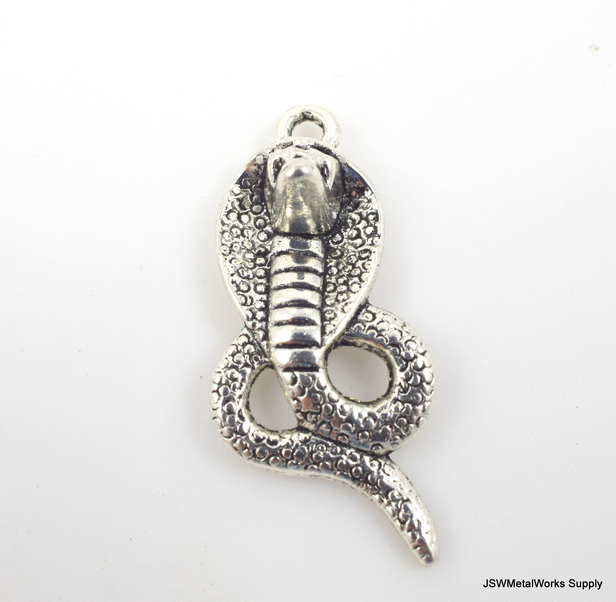 41 x 19mm Cobra Snake Pewter Pendant Large Antiqued Silver | Etsy