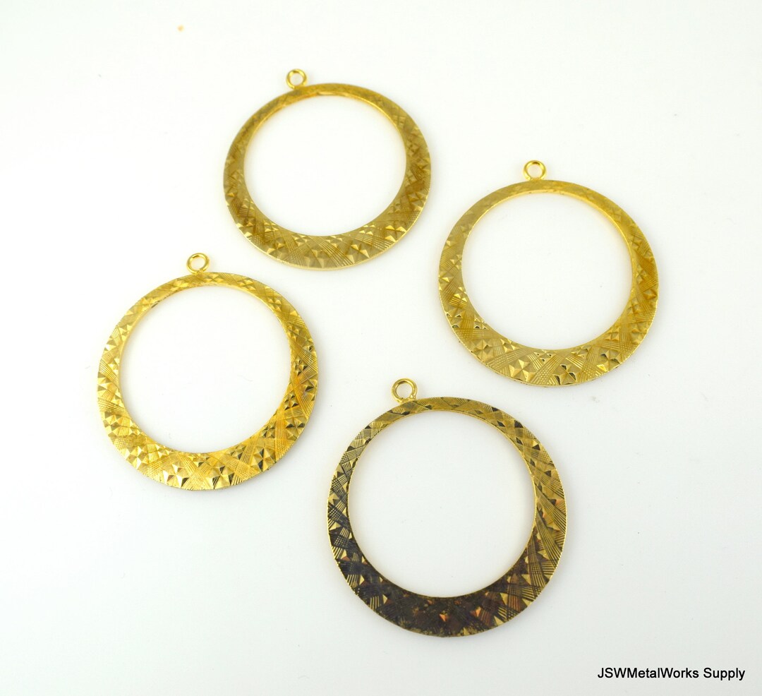 Vintage Gold Round Cut Out Jewelry DYI Component Connector, Large Charm ...