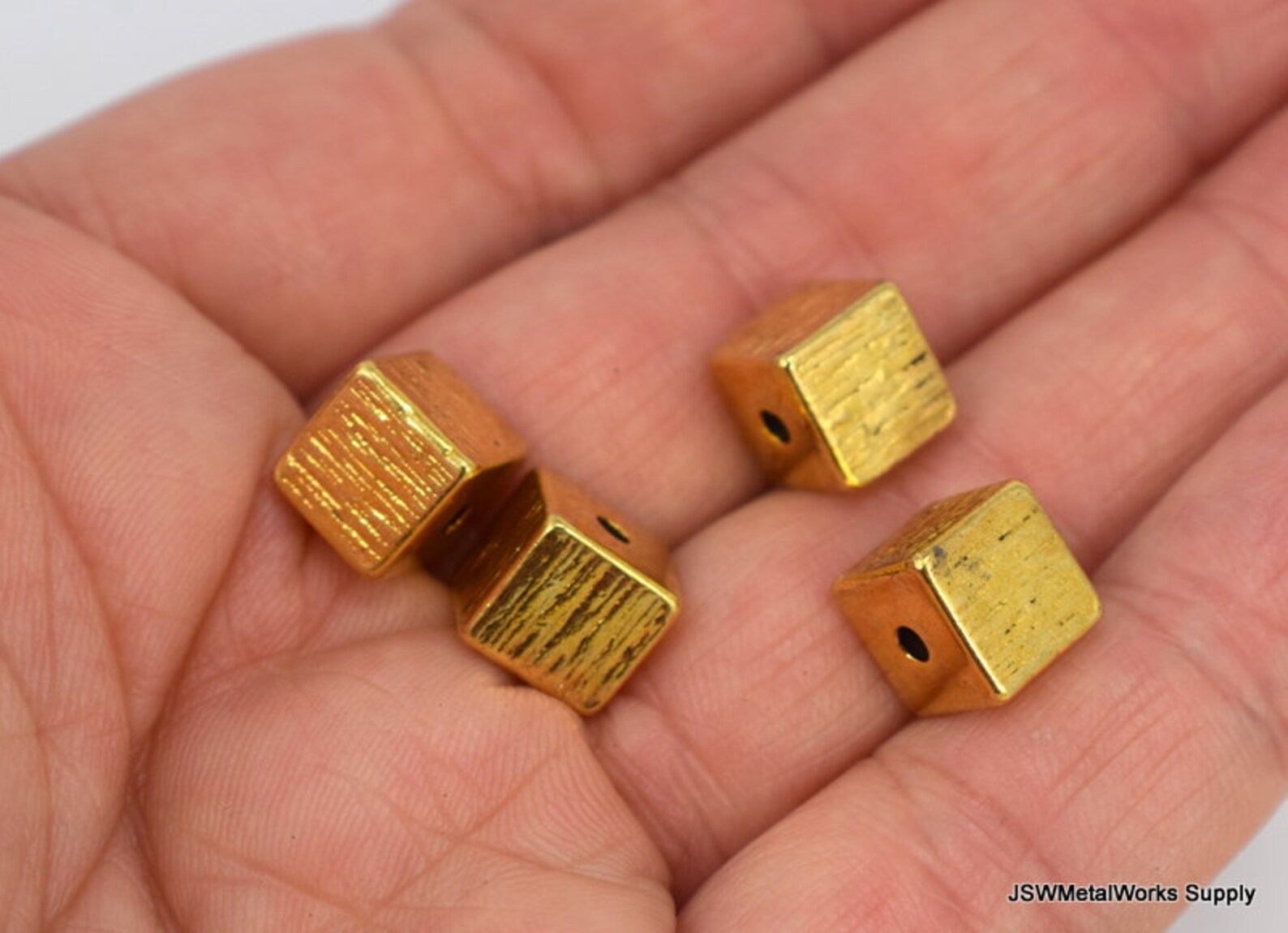 8mm Brushed Square Gold Pewter Beads Large Golden Square - Etsy