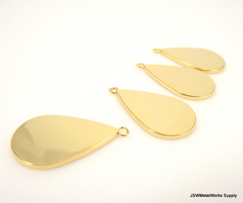 24mm X 16mm Gold Teardrop Tag Charms, Ten (10) Blank Gold Stamping ...