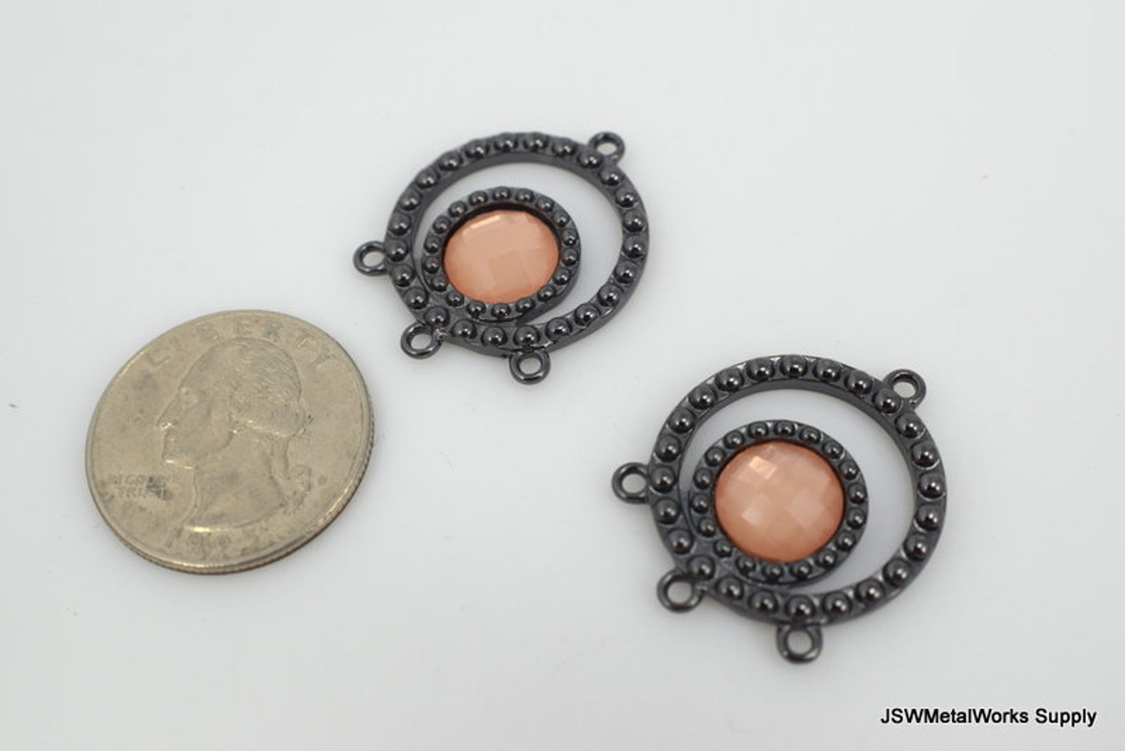 Black Round Gunmetal Jewelry Component Connector Faceted - Etsy