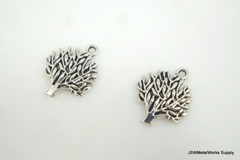 12 Small Tree of Life Pewter Charms, Antiqued Silver Tree of Life ...