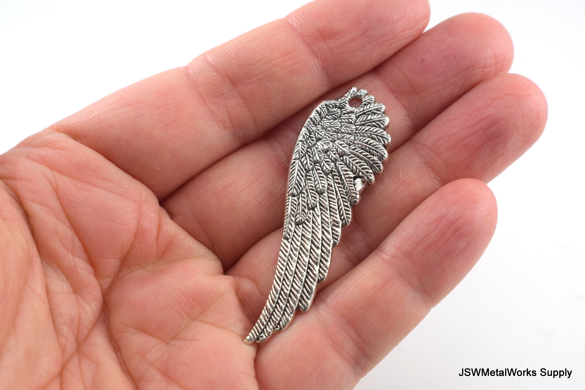 Detailed Pewter Guardian Angel Wing Pendants, Antiqued Silver Steampunk ...