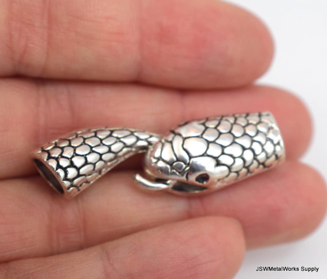 2 Snake Pewter Hook Clasps, Antique Silver Reptile Hook & Eye Toggle ...