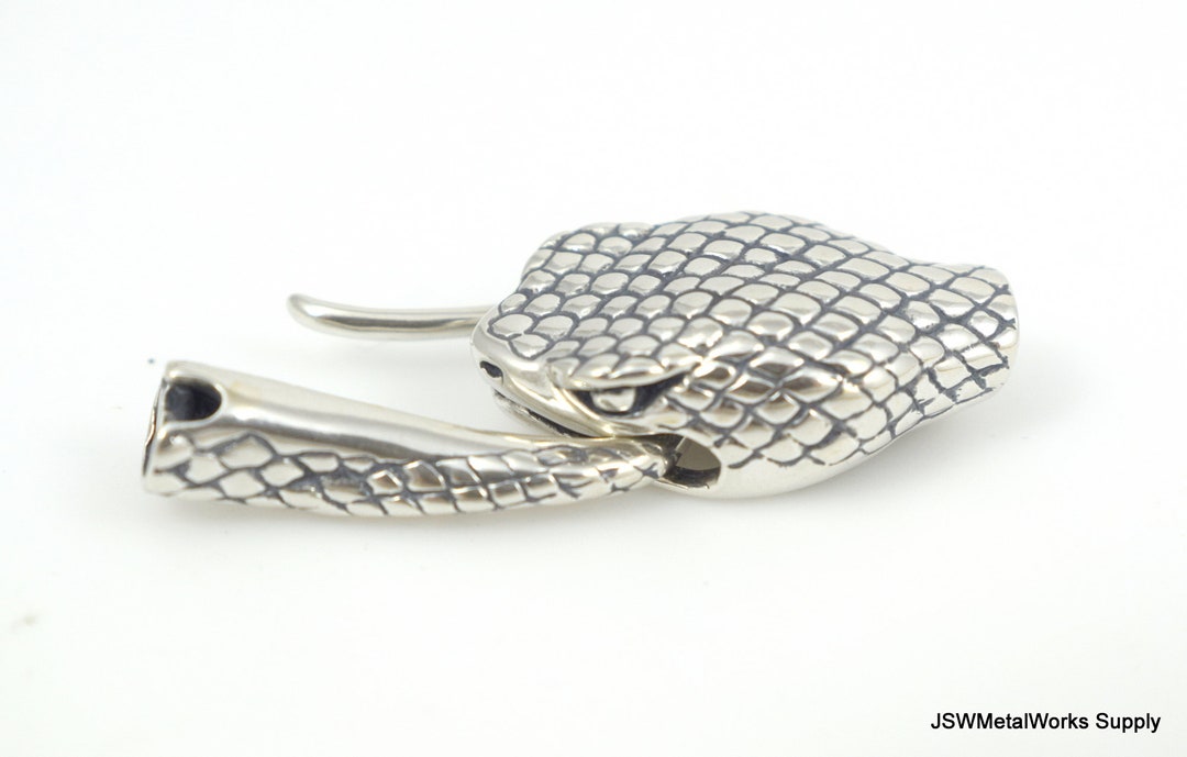 Sterling Silver Snake Reptile Hook and Eye Clasp, Ornate Oxidized ...