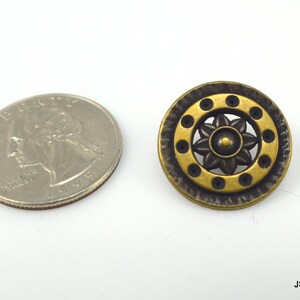 Small Abstract Antiqued Brass Button, Round Brass Button, Decorative ...