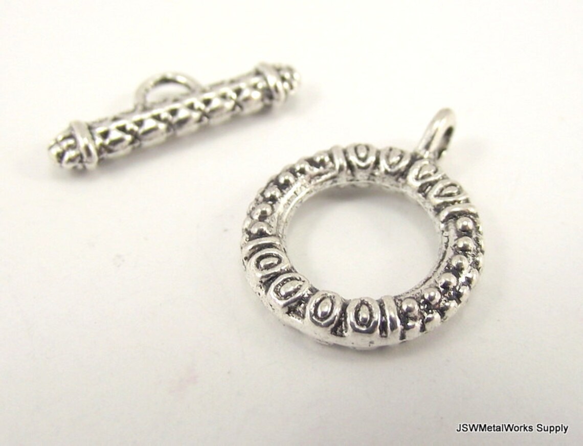 2 Decorative Antiqued Silver Pewter Toggle Clasp, Designer Ornate ...