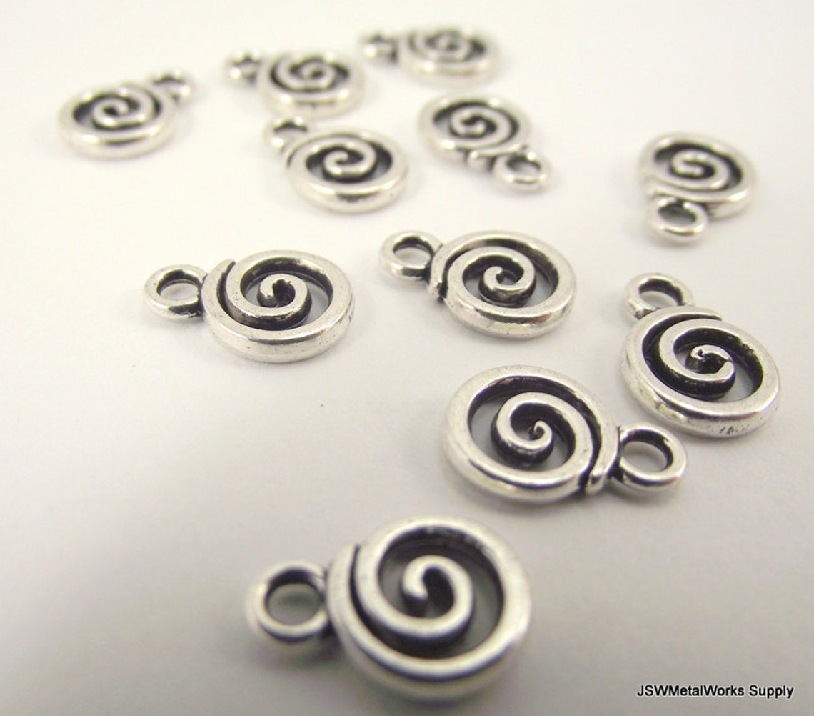 20 Pewter Swirl Charms Small Swirl Pendants 11 X 8 Mm Small | Etsy