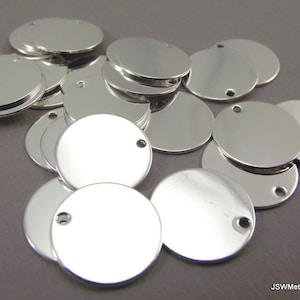 100 12mm Shiny Silver Round Tag Disc Charms, Blank Stamping Etching ...
